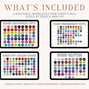 Editable Siser Vinyl Color Chart BUNDLE, Siser Color Chart Template ...
