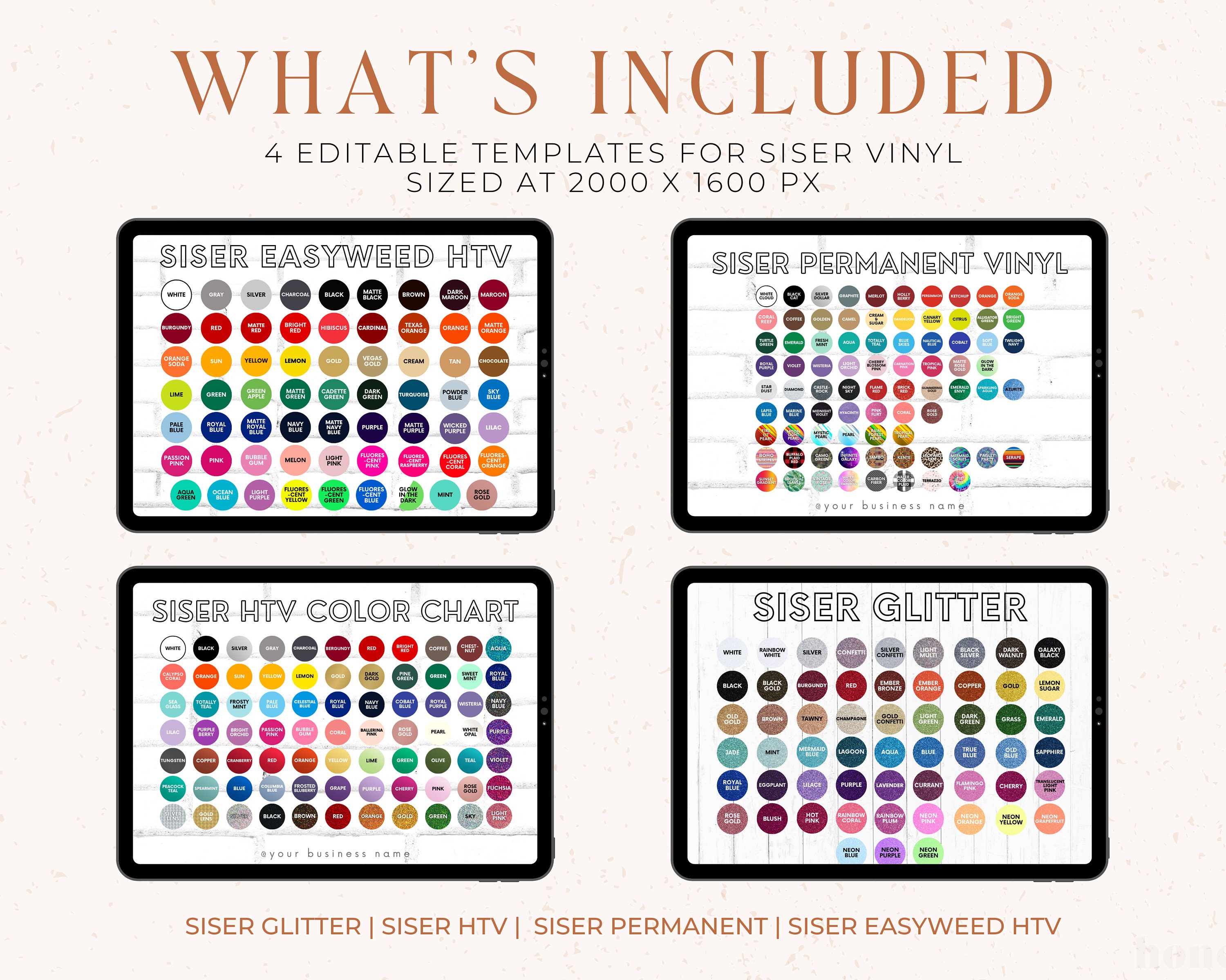 Editable Siser Vinyl Color Chart BUNDLE Siser Color Chart - Etsy UK