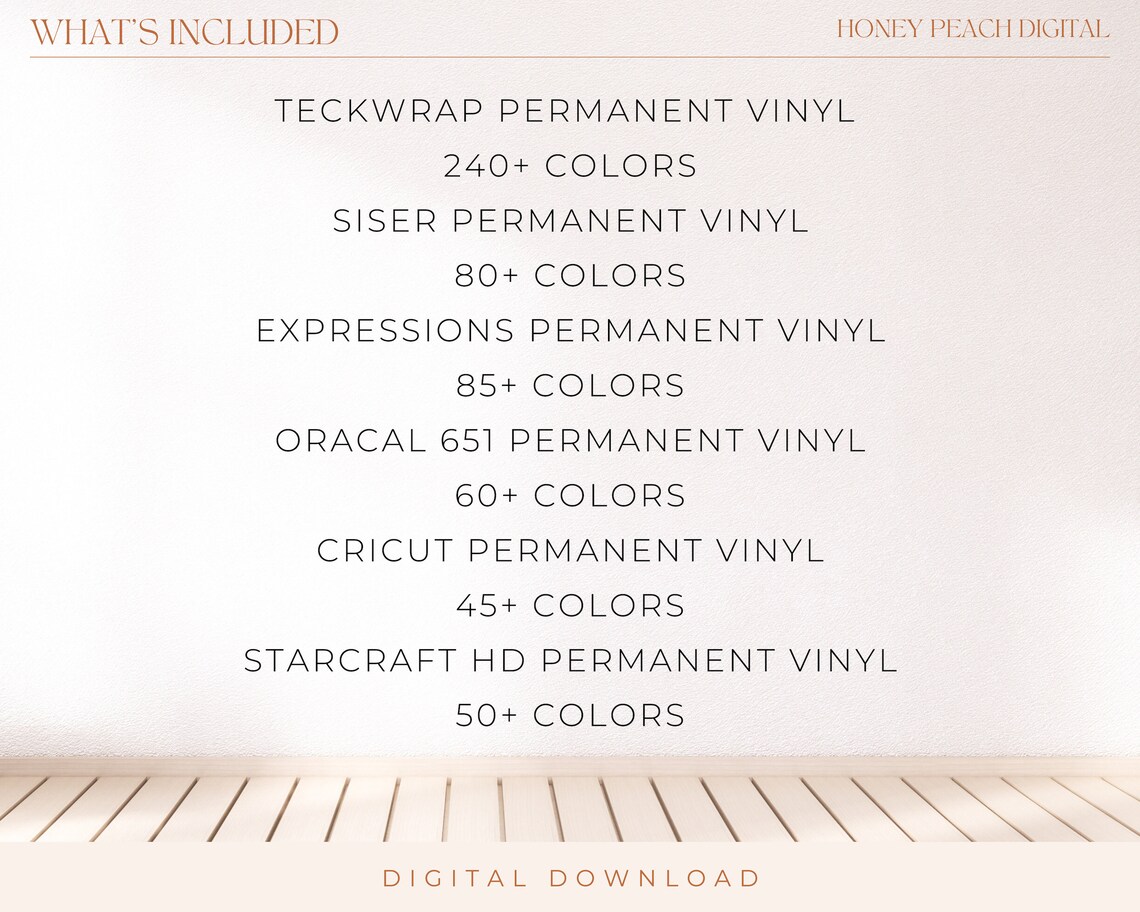 Editable Permanent Vinyl Color Chart Template BUNDLE - Etsy