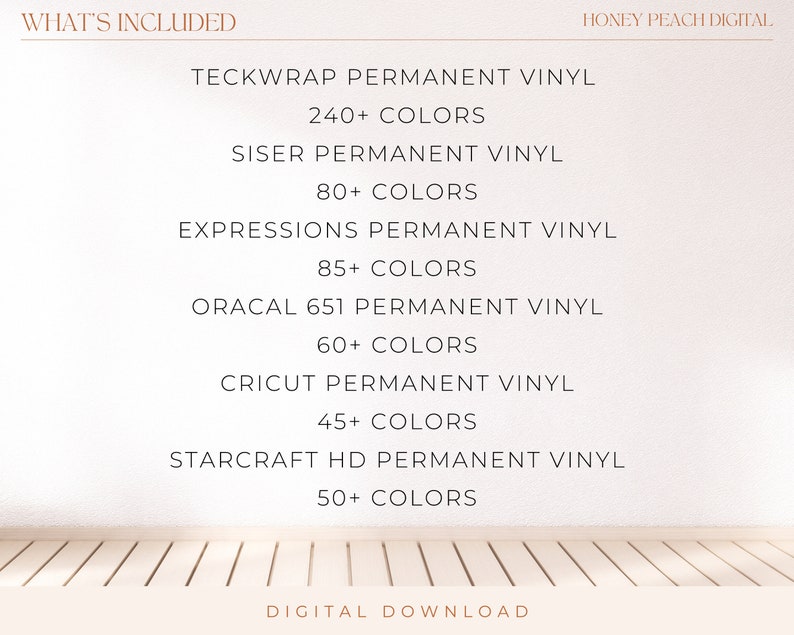 Editable Permanent Vinyl Color Chart Template BUNDLE - Etsy