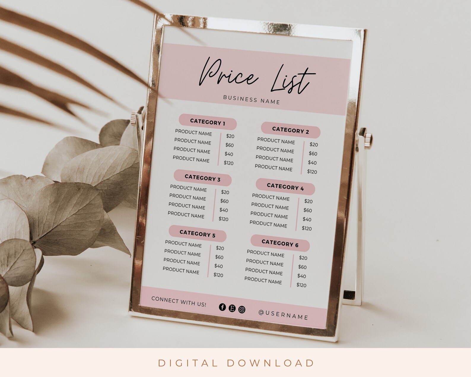 Editable Salon Price List Template Makeup Price List Pink - Etsy