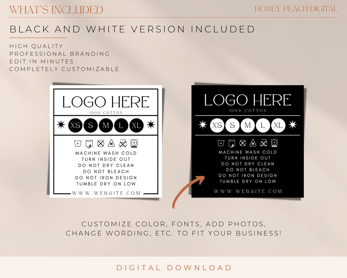 Editable Clothing Tag Template DIY Tshirt Neck Label Tags - Etsy