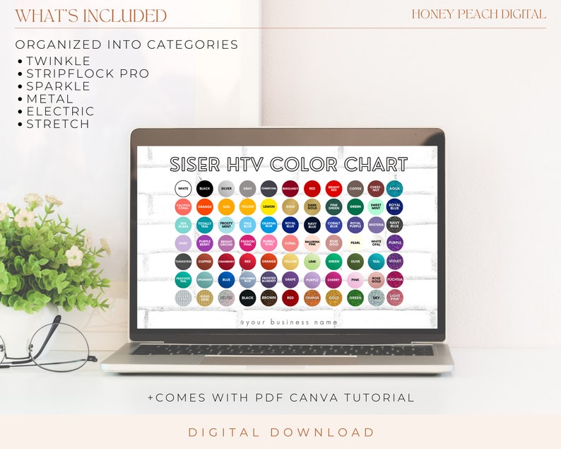 Editable Siser HTV Vinyl Color Chart Vinyl Colors Mockup | Etsy