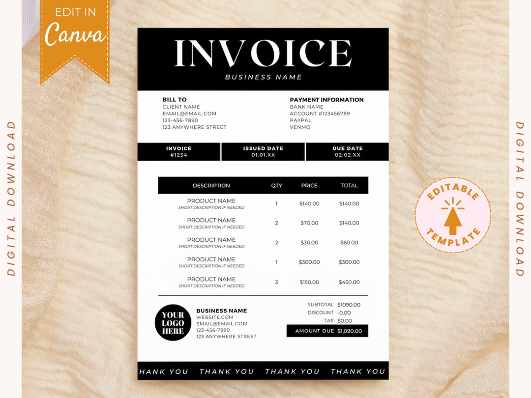 Minimalist Invoice Template, Invoice Download, Invoice Estimate Form ...