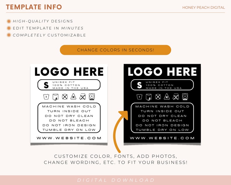 Clothing Tag Template DIY Tshirt Neck Label Tags Custom - Etsy