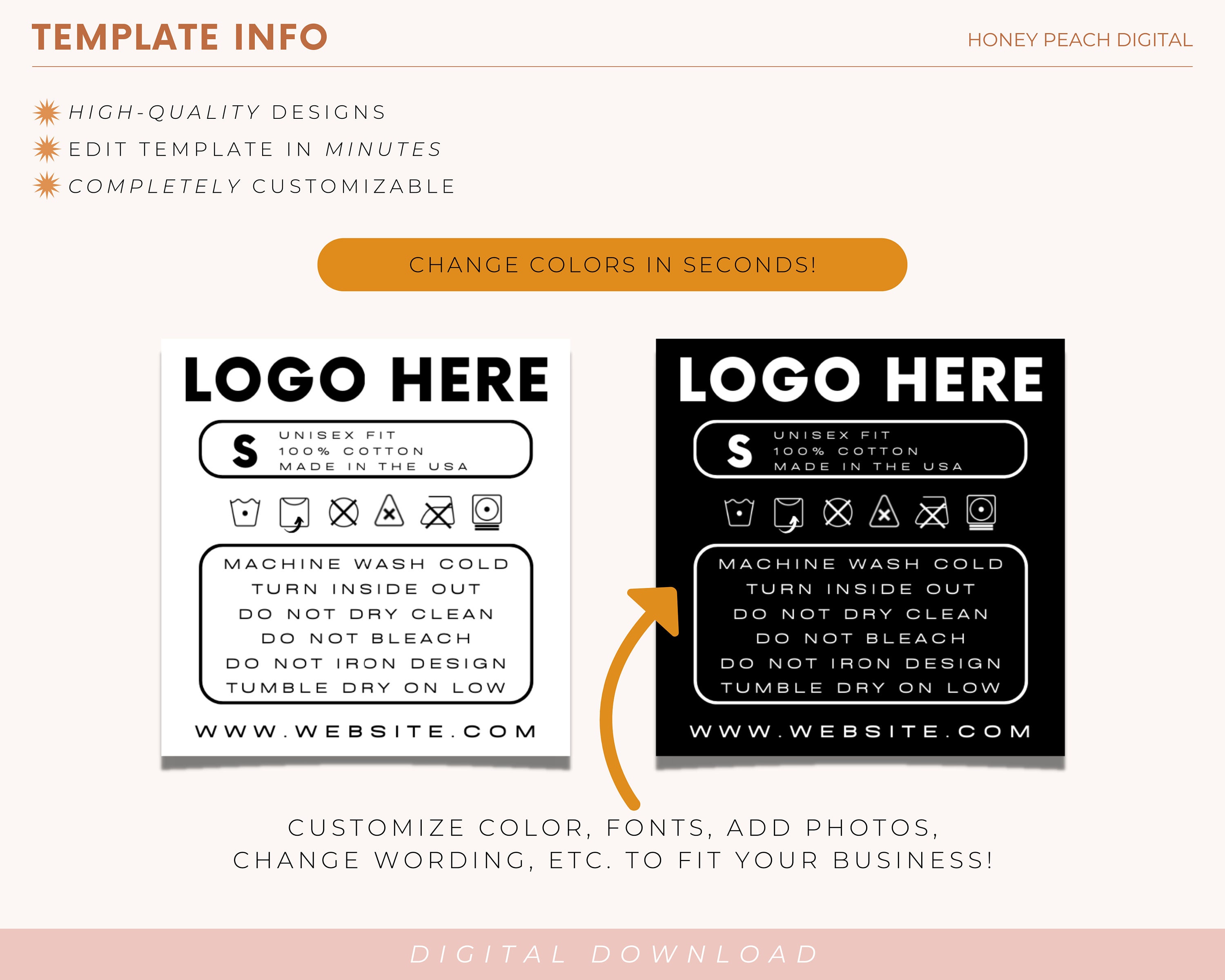 Clothing Tag Template DIY Tshirt Neck Label Tags Custom - Etsy