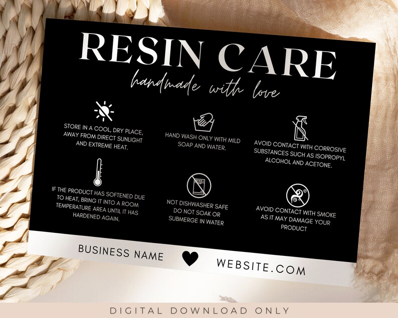 Editable Resin Care Card Template Resin Guide Canva Template - Etsy ...
