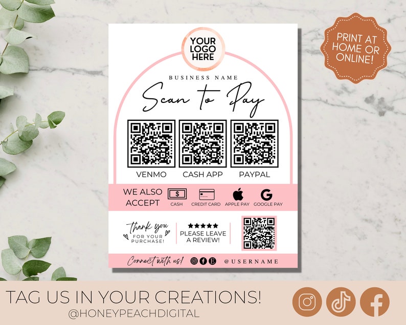 Editable Scan to Pay Sign Template QR Code Sign Editable - Etsy