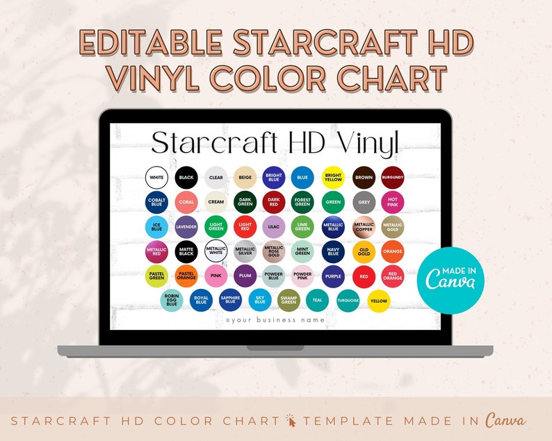 Editable Starcraft HD Vinyl Color Chart Template Vinyl Colors - Etsy