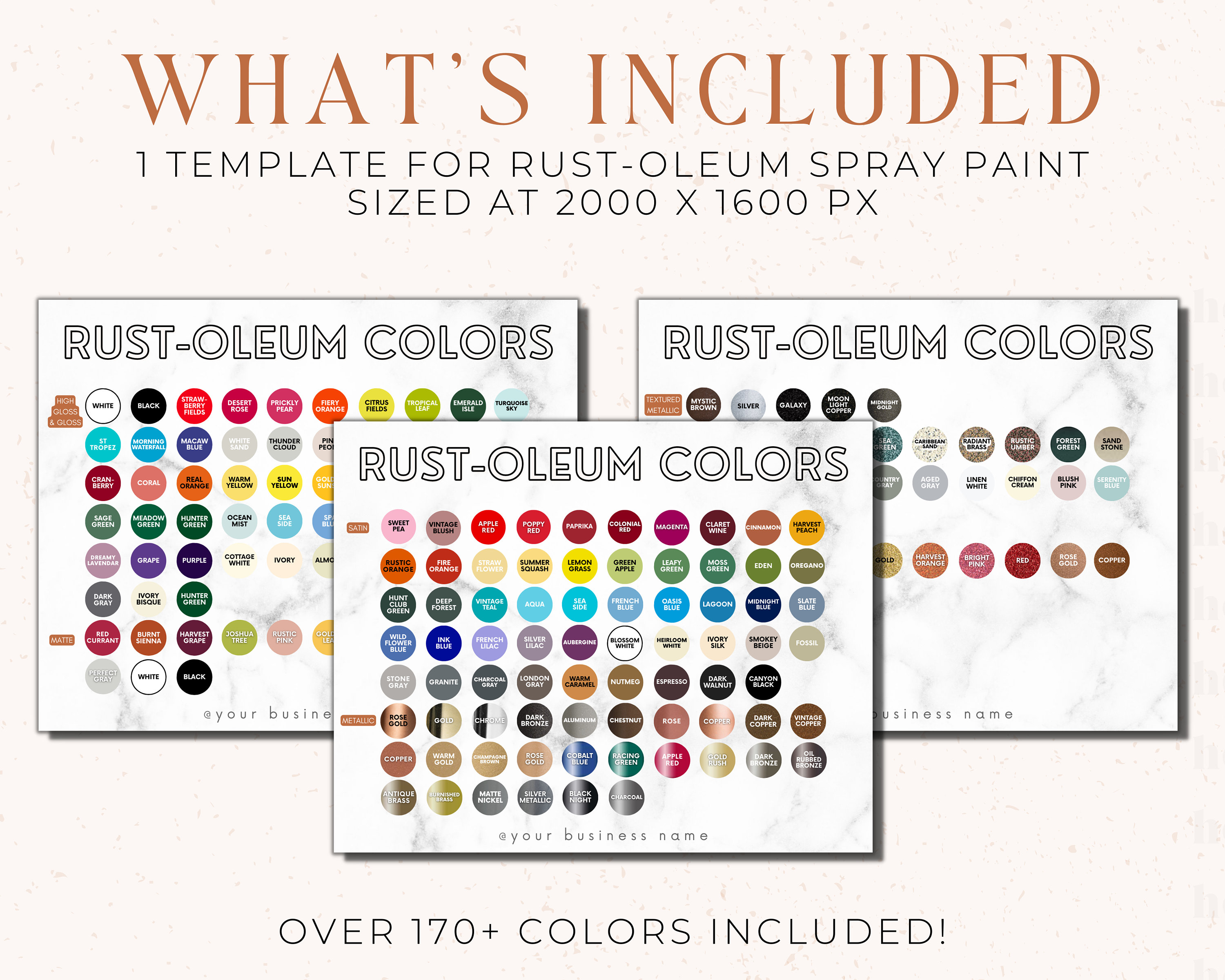 Editable Rustoleum Spray Paint Color Chart Template Custom | Etsy Australia