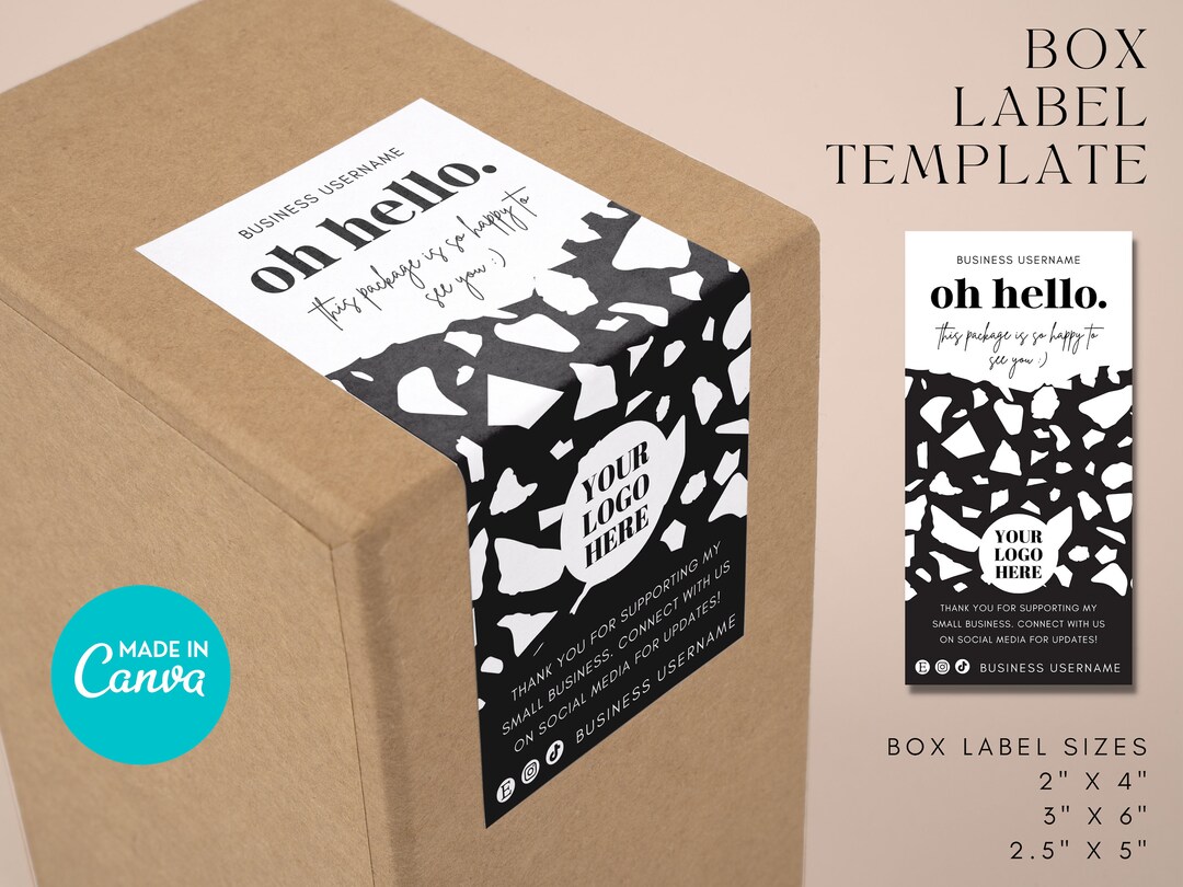 Editable Box Label Template, Box Seal Label, Custom Branding Template ...