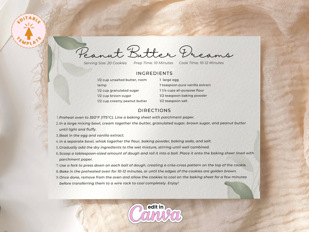 Floral Recipe Card Template, Recipe Cards Printable, Recipe Sheet ...