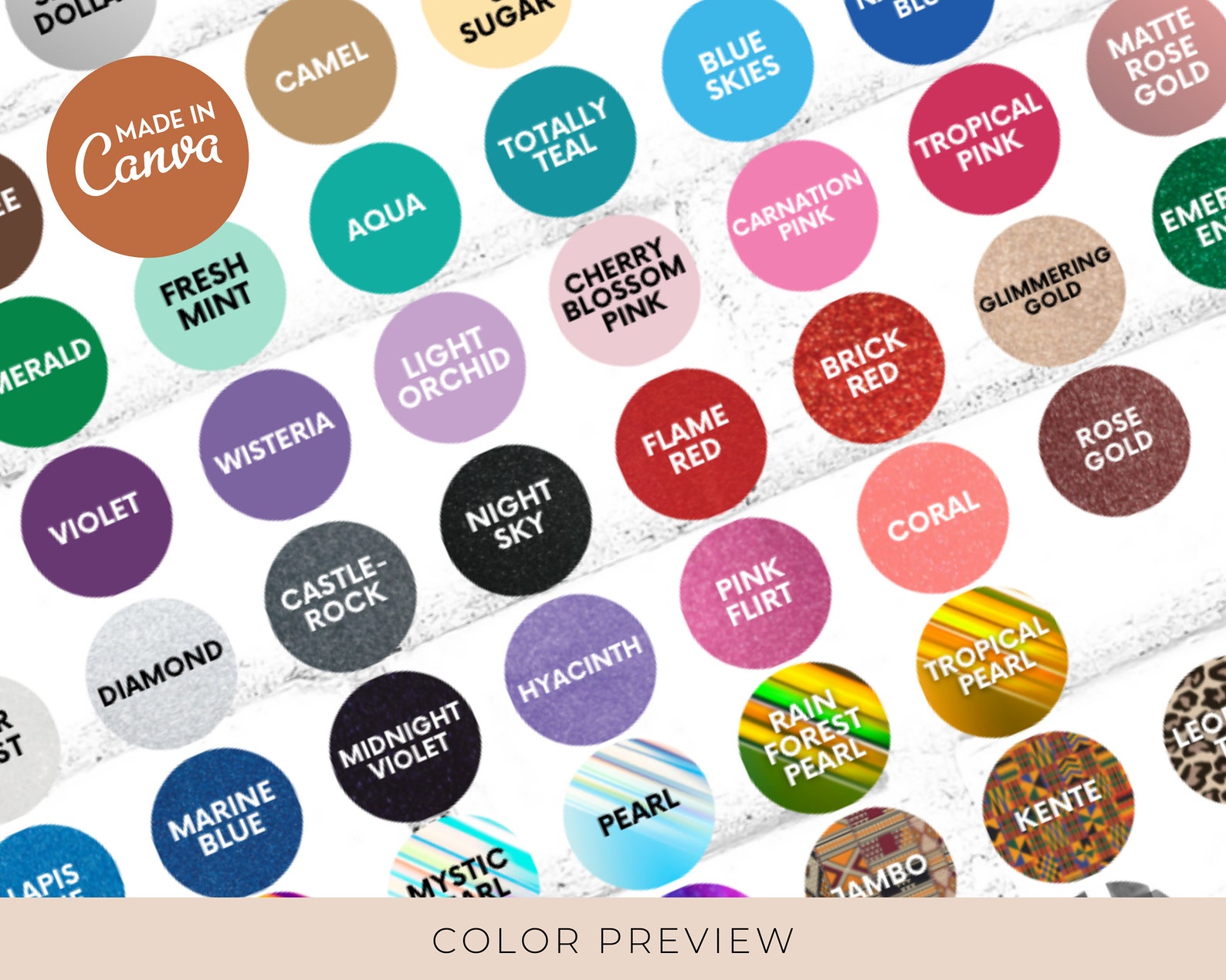 Editable Siser Permanent Vinyl Color Chart Vinyl Colors - Etsy