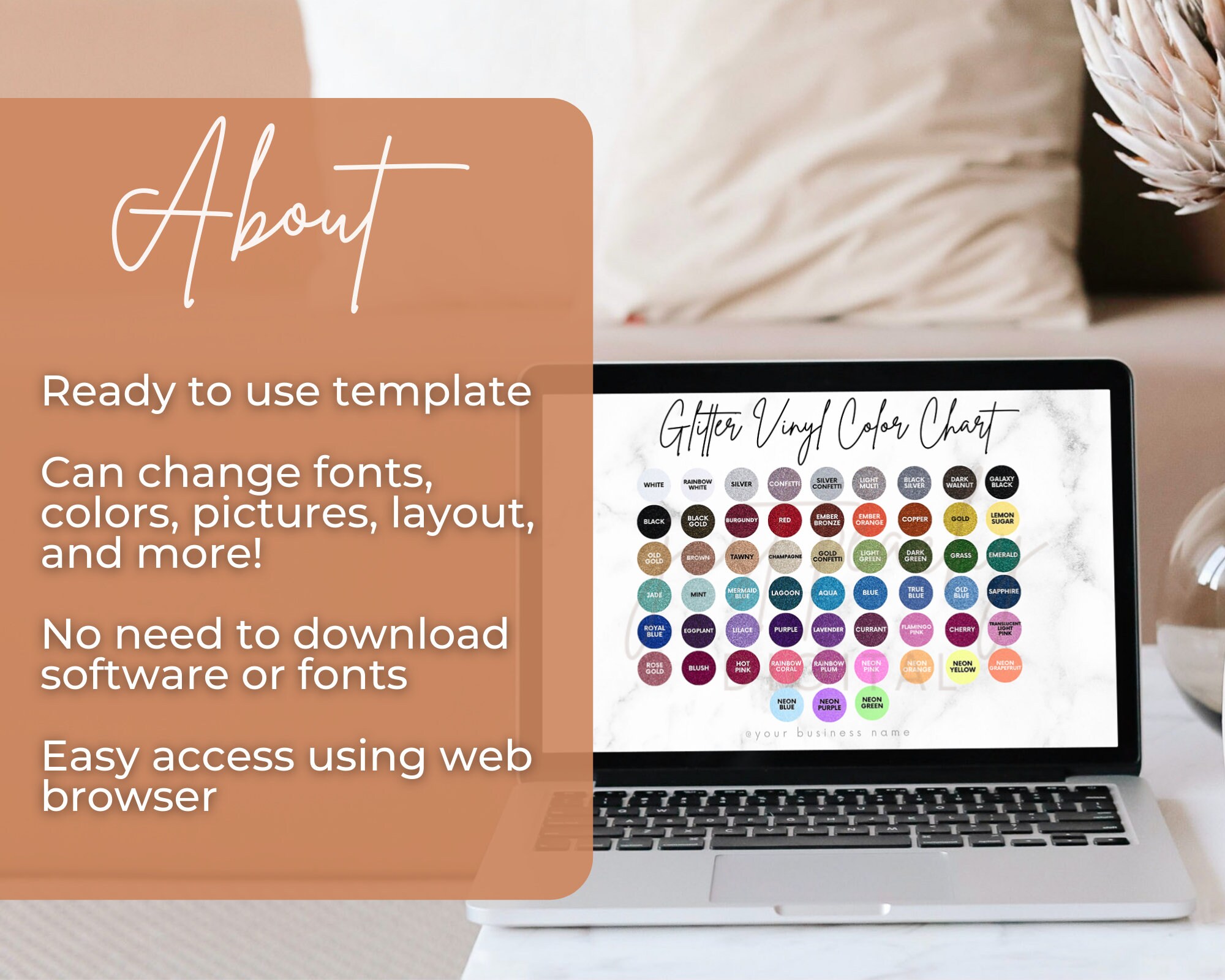 Editable Siser Glitter HTV Color Chart Vinyl Color Chart - Etsy Canada