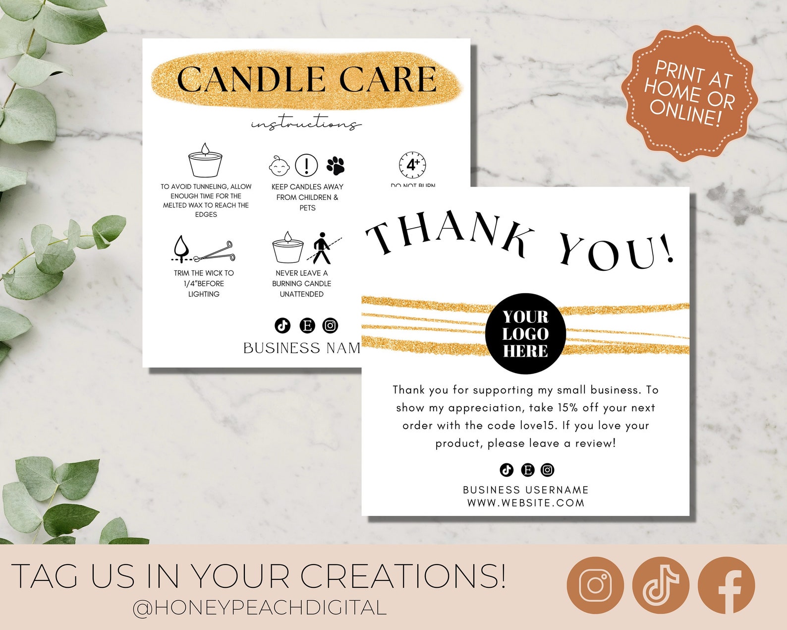 Editable Candle Care Card Customizable Candle Card Template - Etsy