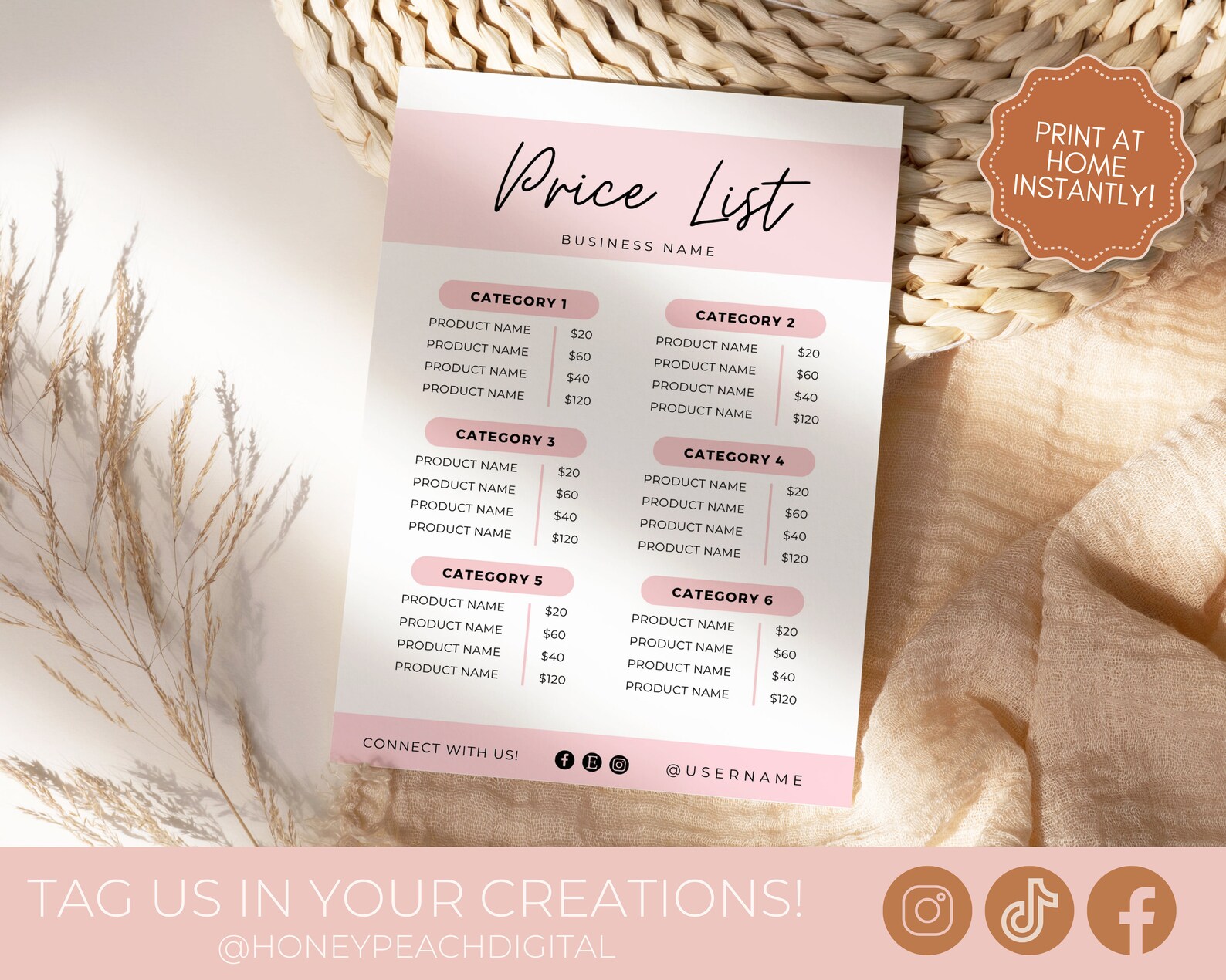 Editable Salon Price List Template Makeup Price List Pink - Etsy