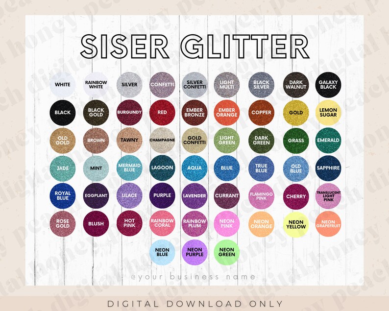 Editable Siser Vinyl Color Chart BUNDLE Siser Color Chart - Etsy