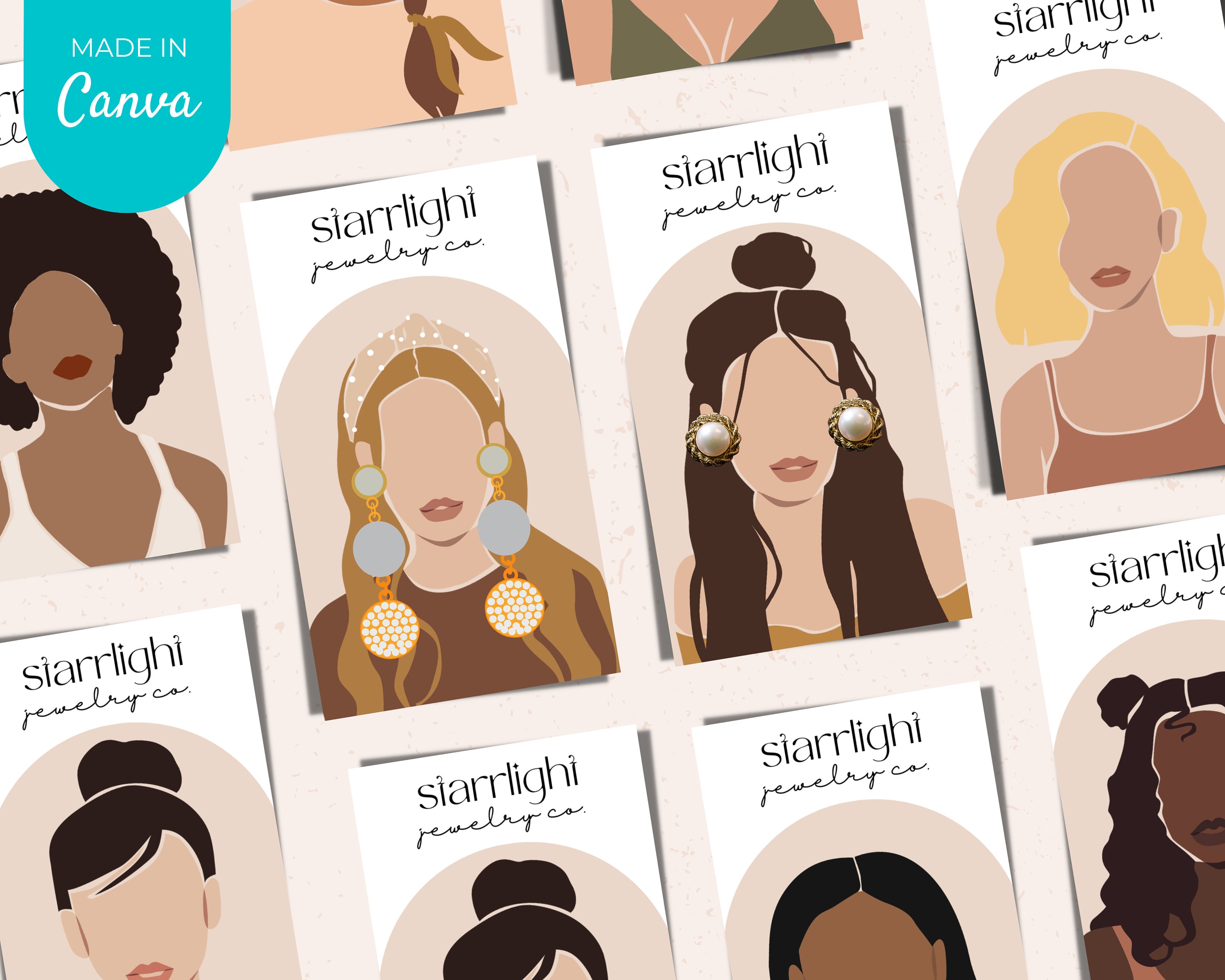 20 Editable Earring Display Card Template, Boho Earring Tag Template ...