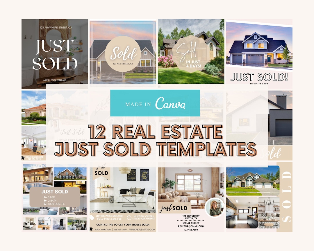 Real Estate Sold Instagram Posts, Just Sold Canva Template, Real Estate ...