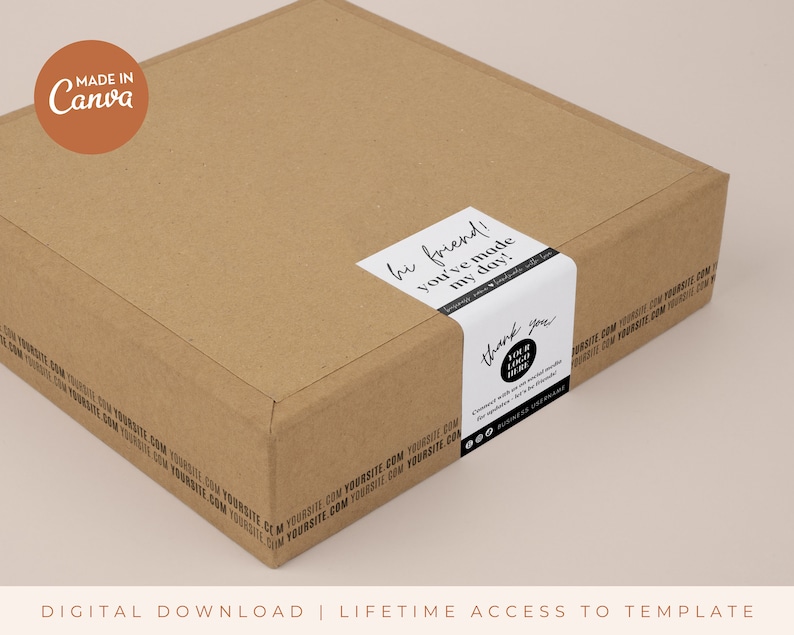 Editable Box Label Template, Box Seal Label, Custom Branding Template ...