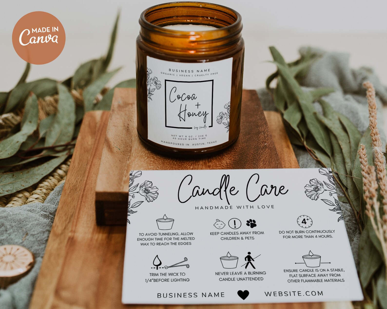 Editable Candle Business Bundle, Candle Label Design, Candle Branding ...