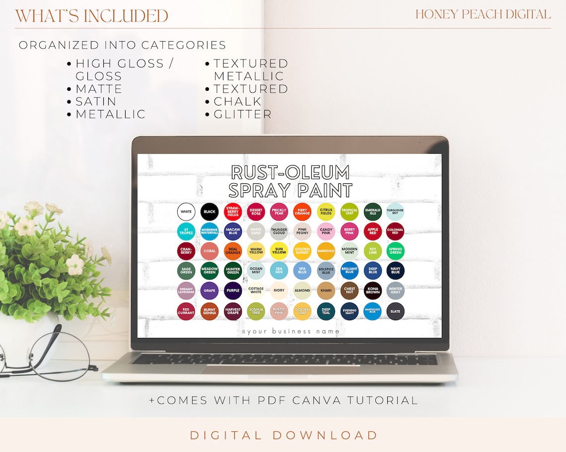 Editable Rustoleum Spray Paint Color Chart Template, Custom Color Chart ...