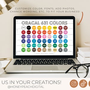 Editable ORACAL 631 Color Chart Template, Custom Color Chart for Etsy ...