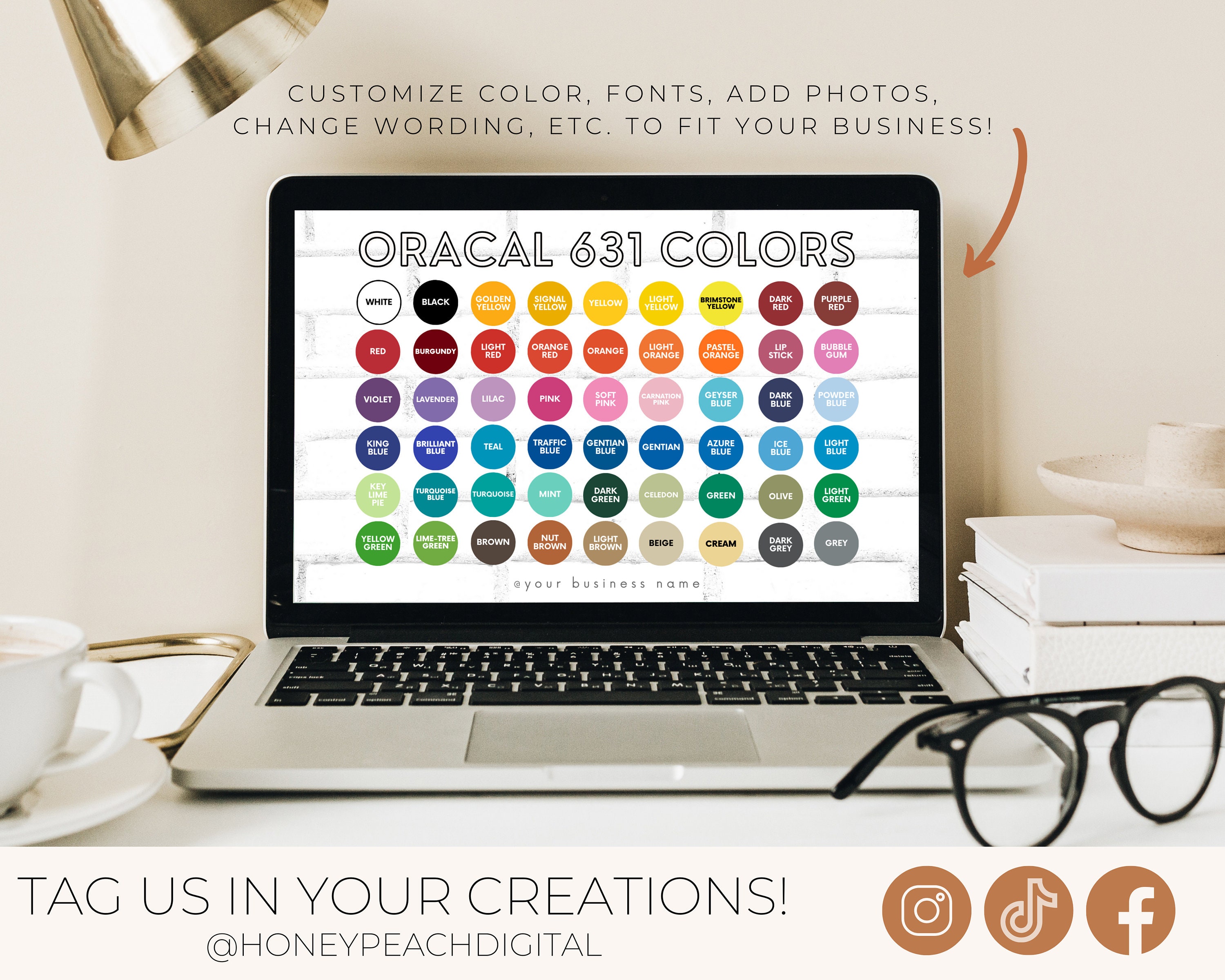 Editable ORACAL 631 Color Chart Template Custom Color Chart - Etsy ...