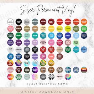 Editable Siser Permanent Vinyl Color Chart, Vinyl Colors Mockup, Siser ...