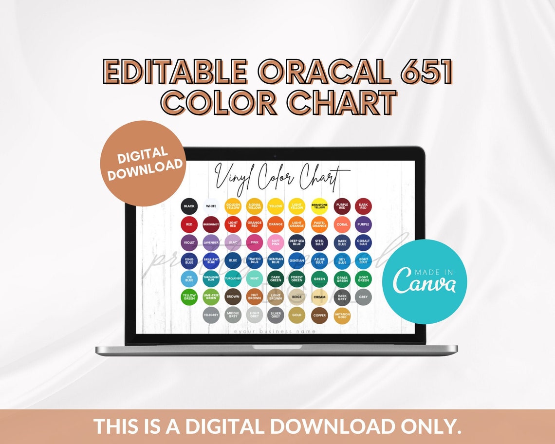 Editable Oracal 651 Color Chart Vinyl Color Chart Editable | Etsy