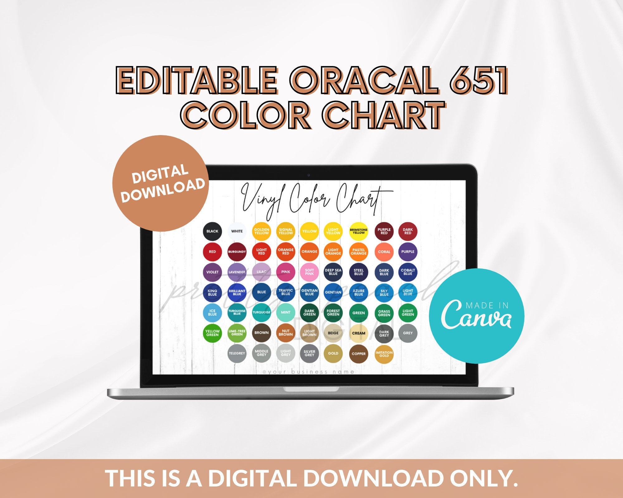 Editable Oracal 651 Color Chart Vinyl Color Chart Editable - Etsy