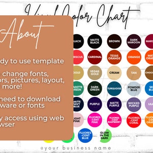Editable Siser Easyweed HTV Color Chart, Vinyl Color Chart Editable ...