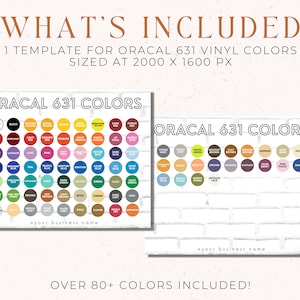 Editable ORACAL 631 Color Chart Template, Custom Color Chart for Etsy ...