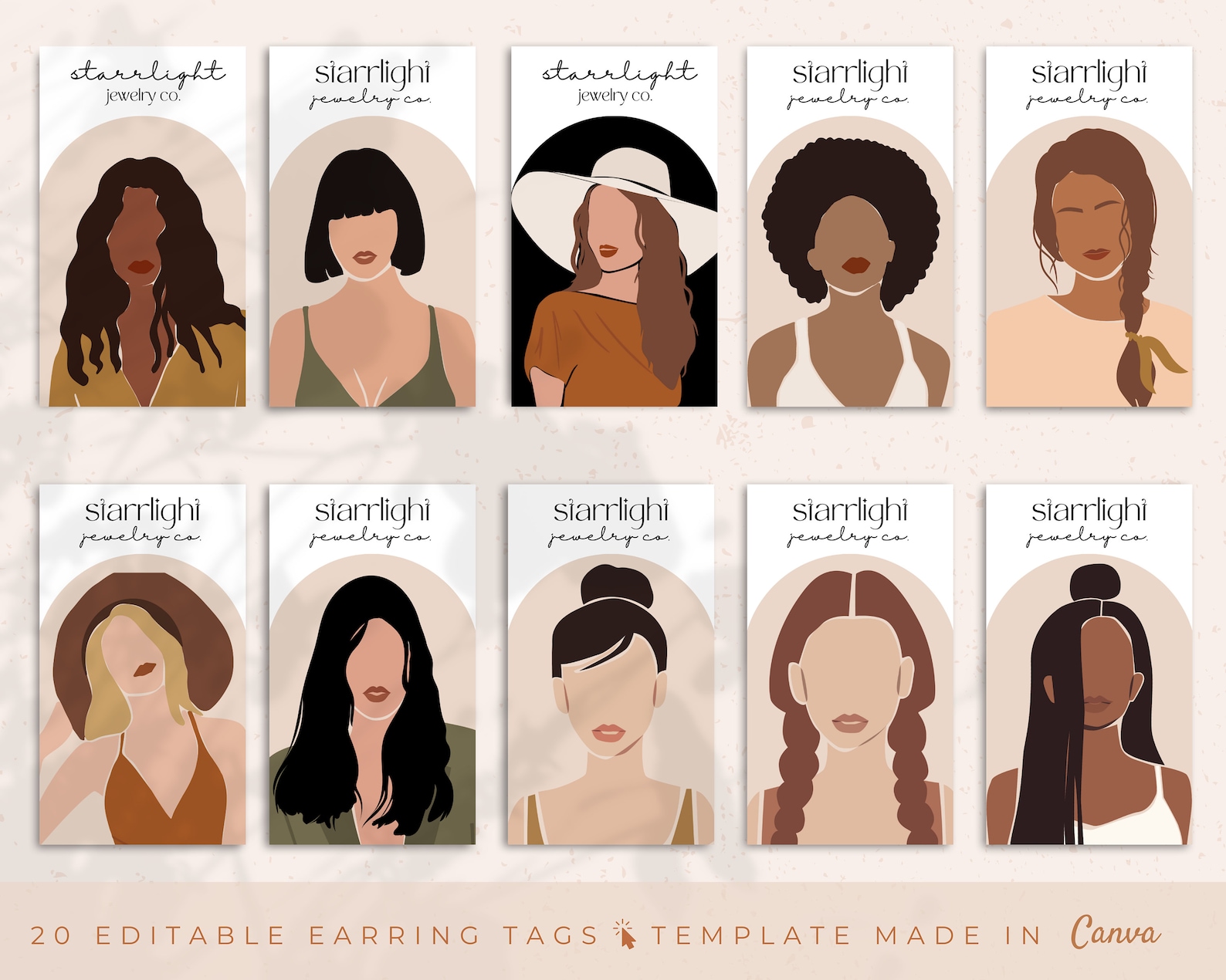 20 Editable Earring Display Card Template, Boho Earring Tag Template ...