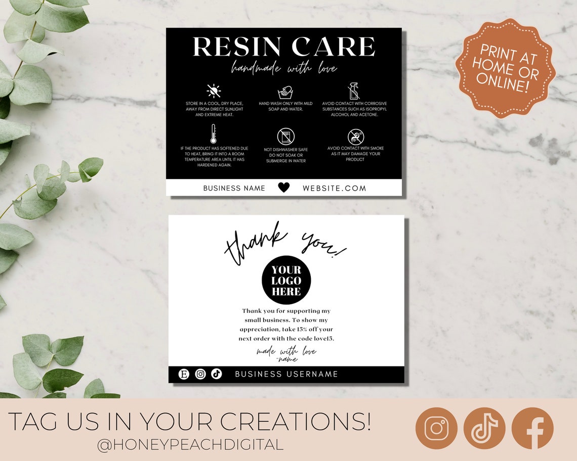 Editable Resin Care Card Template Resin Guide Canva Template | Etsy UK