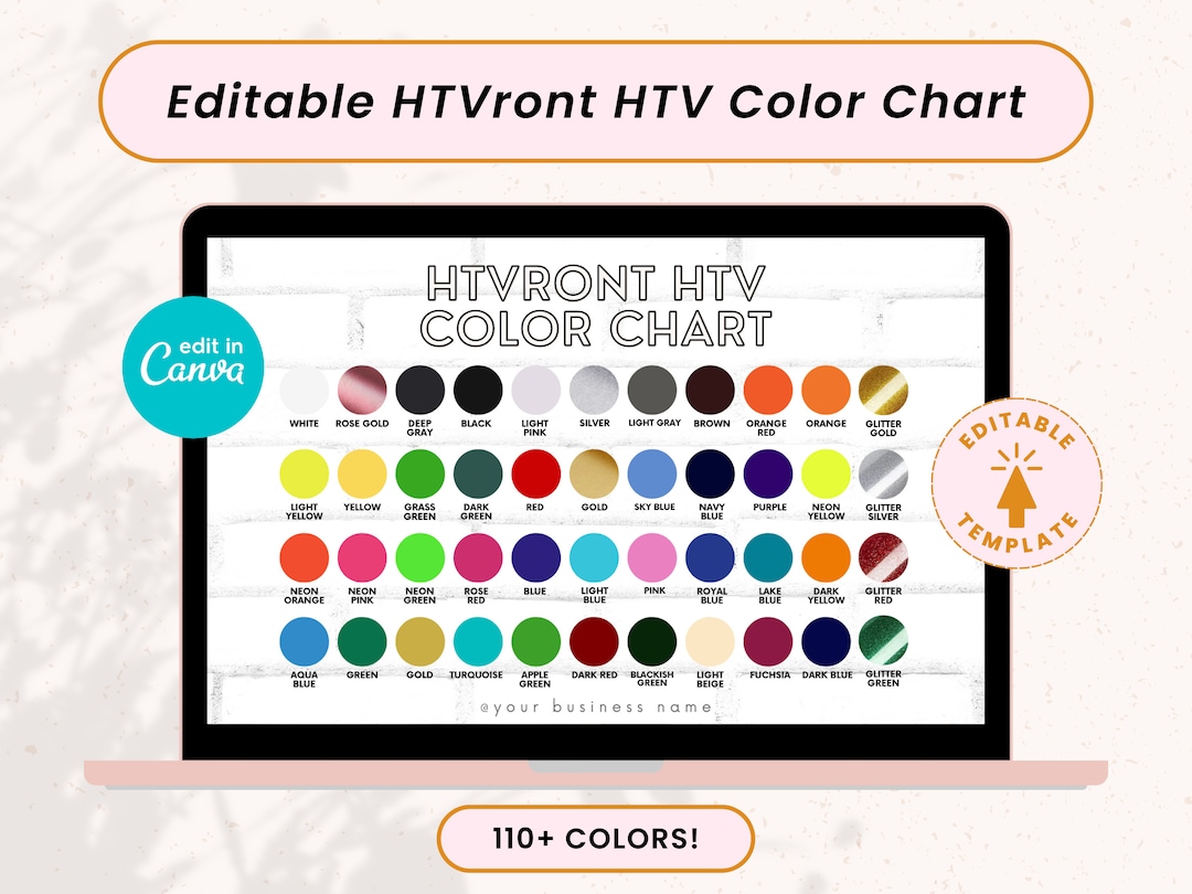 Editable Htvront HTV Color Chart, Vinyl Color Chart Editable Template ...