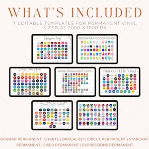 Editable Permanent Vinyl Color Chart Template BUNDLE, Permanent Vinyl ...