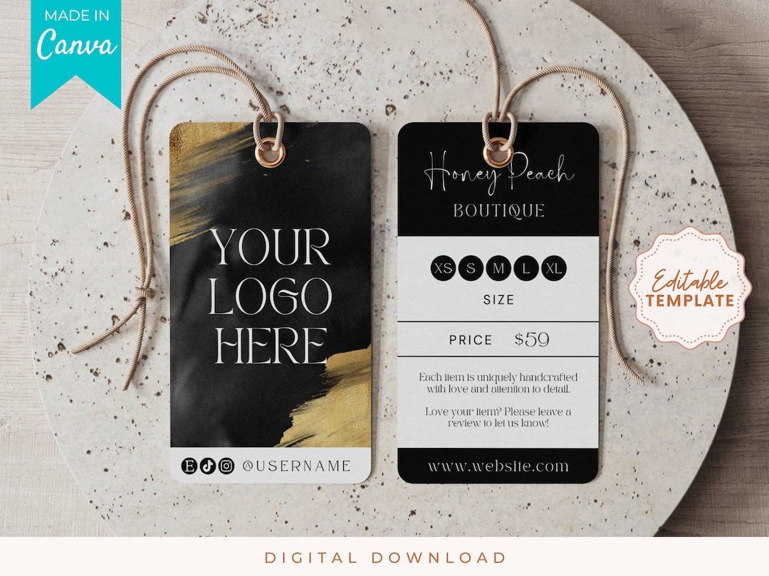 Editable Price Tag Template, Gold Product Tags, Minimalist Product Tag ...