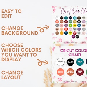 Editable Cricut Vinyl Color Chart, Floral Permanent Vinyl Color Chart ...