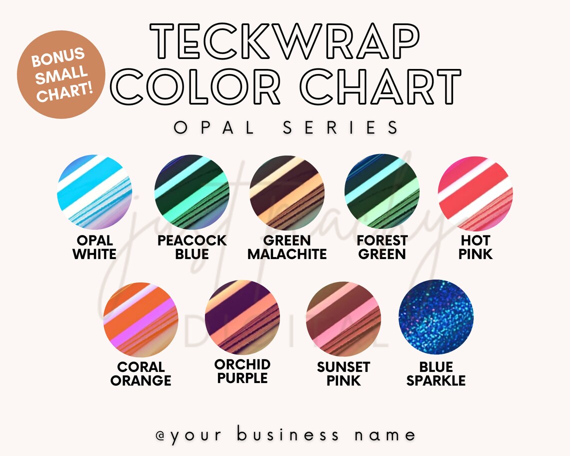Editable Teckwrap Vinyl Color Chart for Cricut and Silhouette Users ...