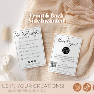 Editable Washing Instructions Card Template, Printable Clothing Care ...
