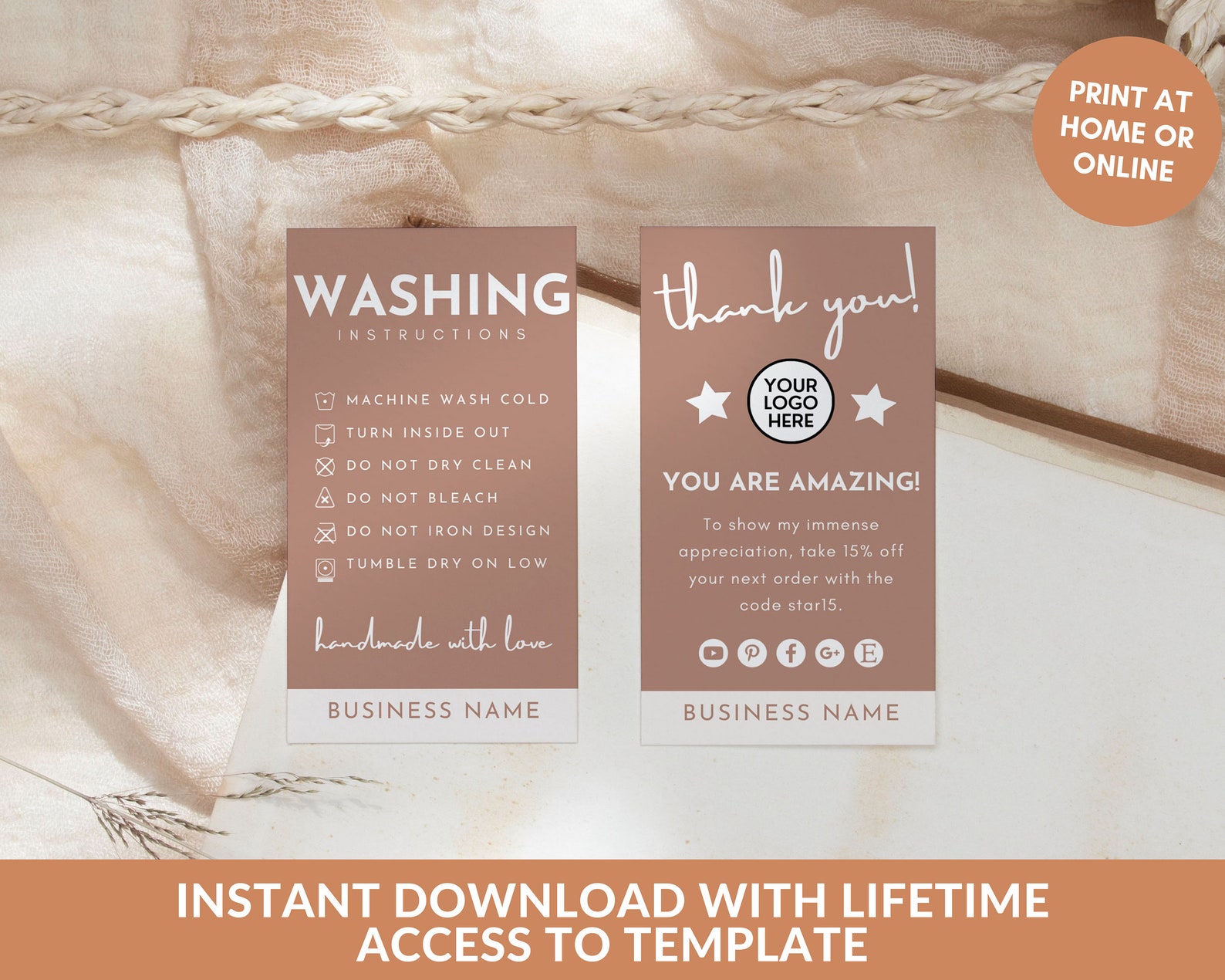 Editable Washing Instructions Card Template Printable - Etsy