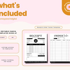Receipt Template BUNDLE, Order Tracker, Order Form Template Editable ...