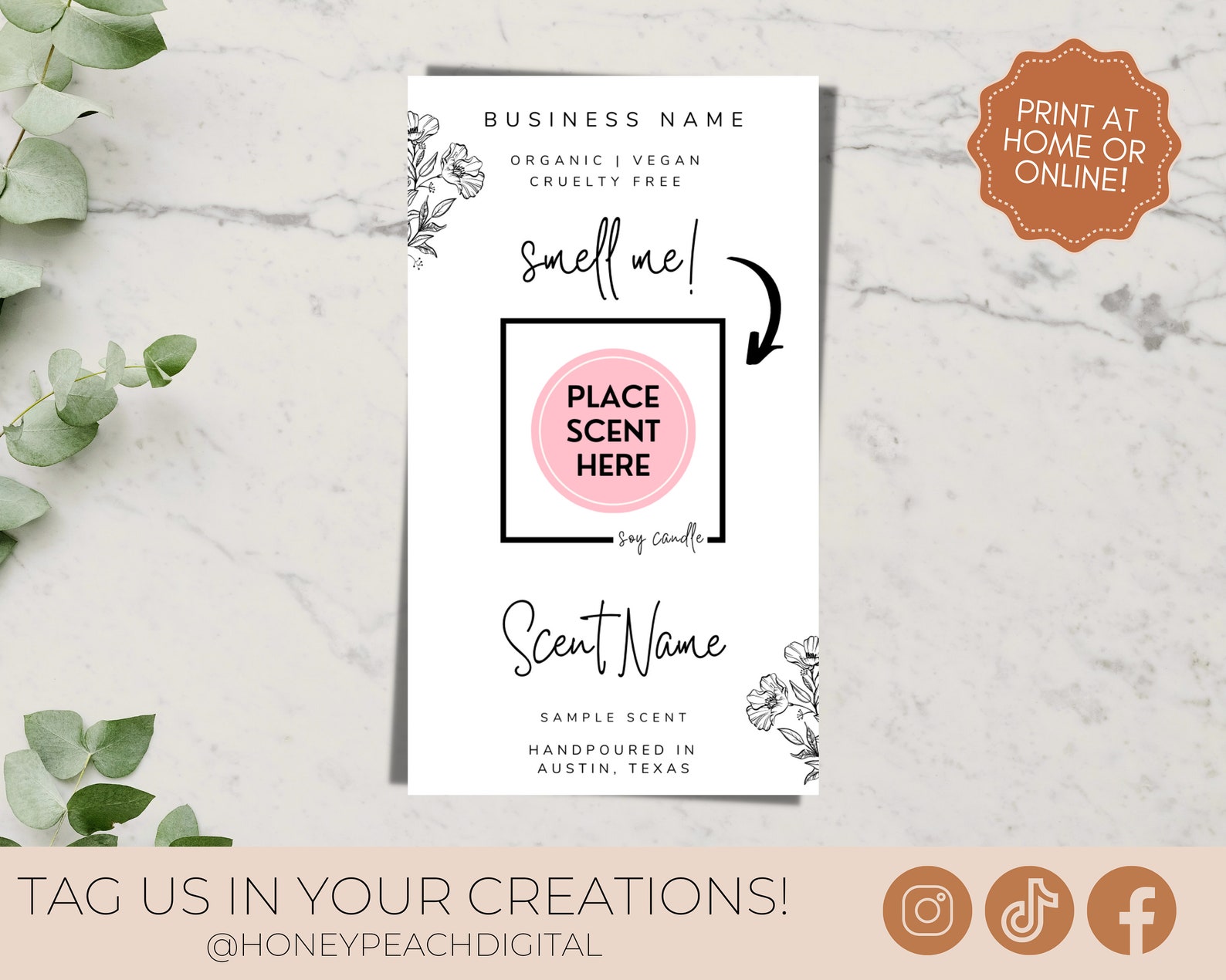 Editable Candle Sample Card Template, Wax Melt Label Template, Wax Melt ...