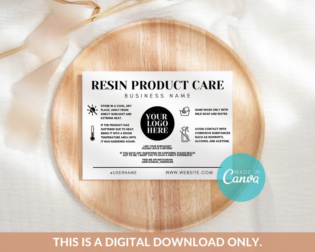Resin Care Card Template, Resin Guide Canva Template, Simple Resin Card ...