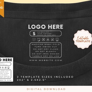 Clothing Tag Template, DIY Tshirt Neck Label Tags, Custom Clothing Tags ...