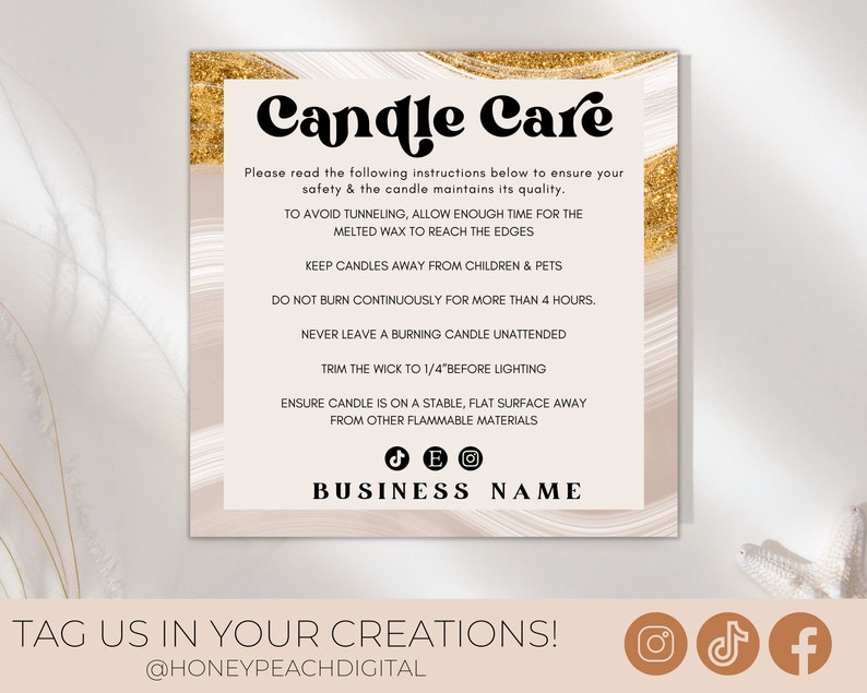 Editable Candle Care Card Printable Candle Care Canva | Etsy