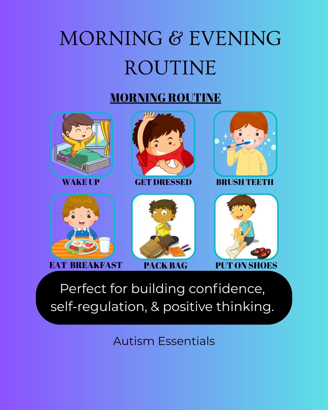 Visual Routine Charts for Kids: Morning & Evening Schedules (printable ...