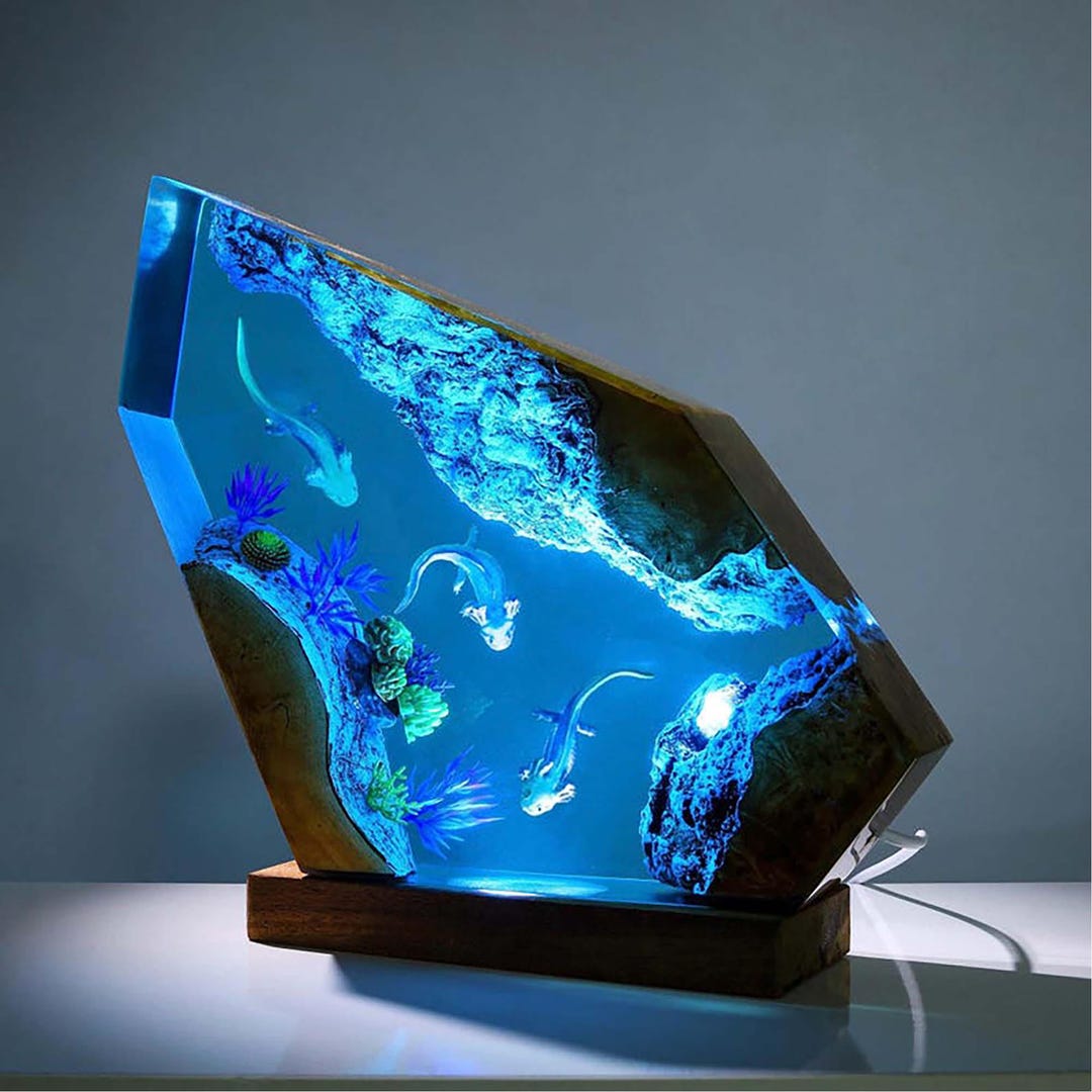 Cute Axolotl Epoxy Lamp Axolotl Resin Lamp, Mexican Salamander Resin ...