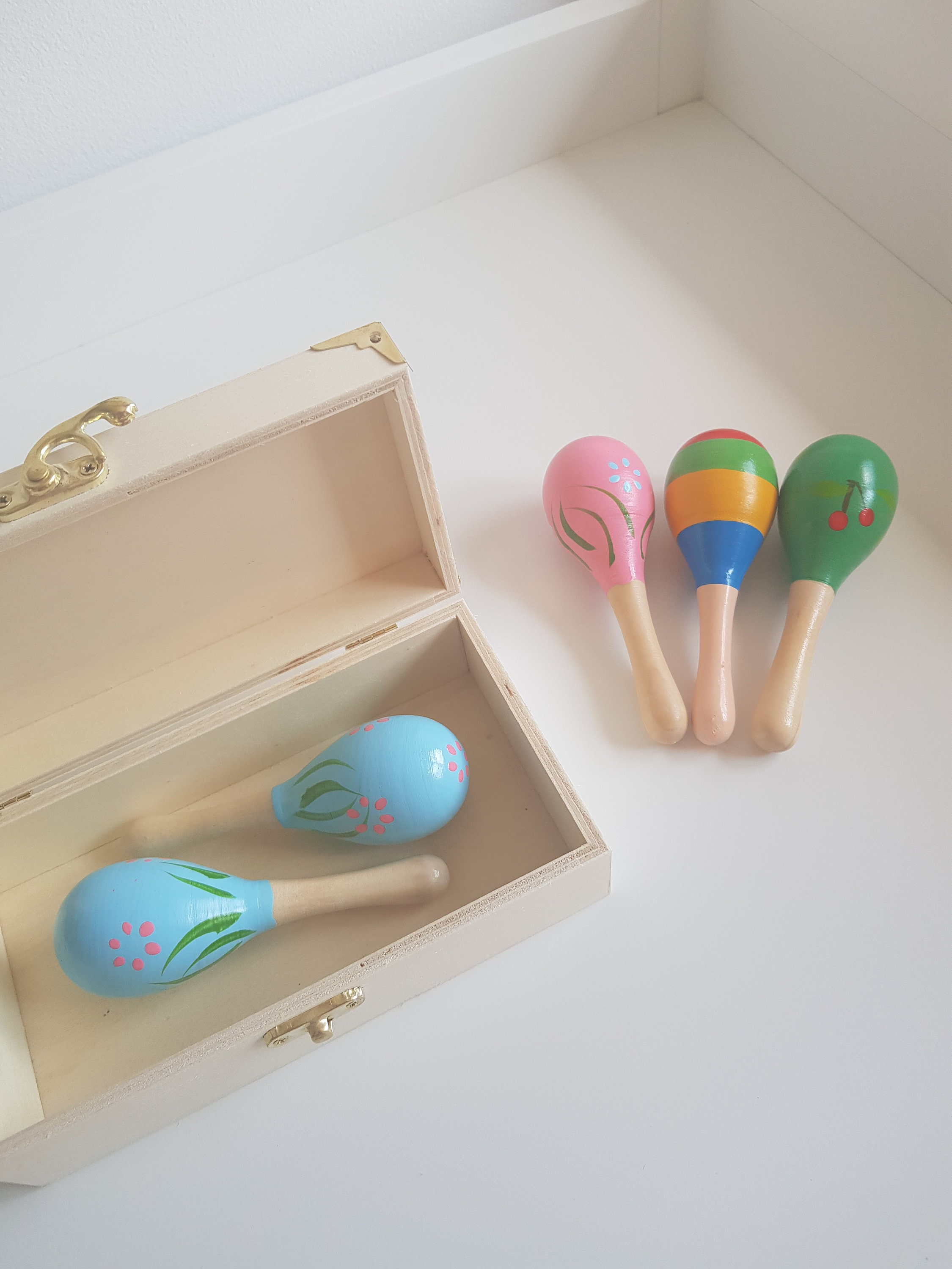 Personalised Customised Mini Wooden Maracas Wooden Box Baby | Etsy